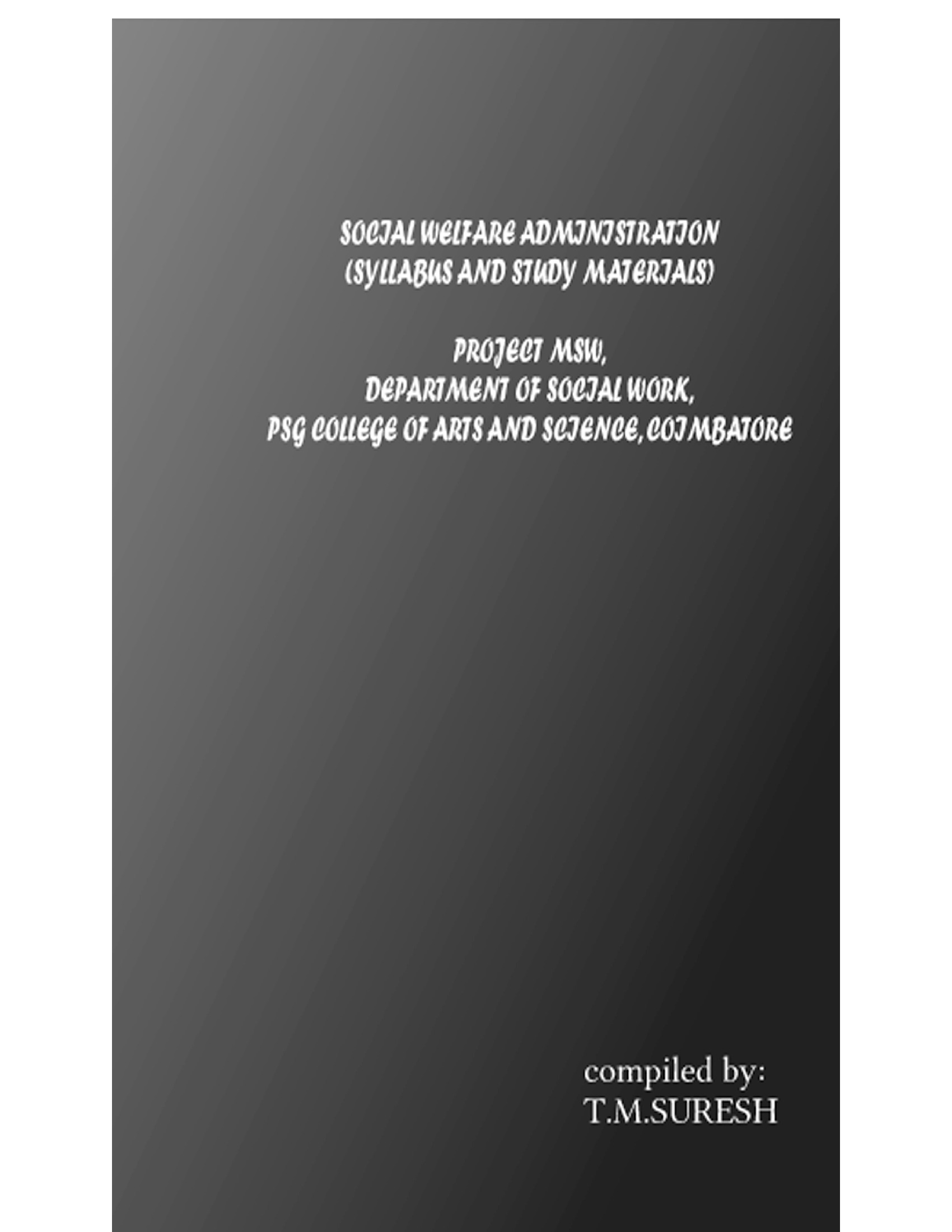 Social welfare administration | Pothi.com