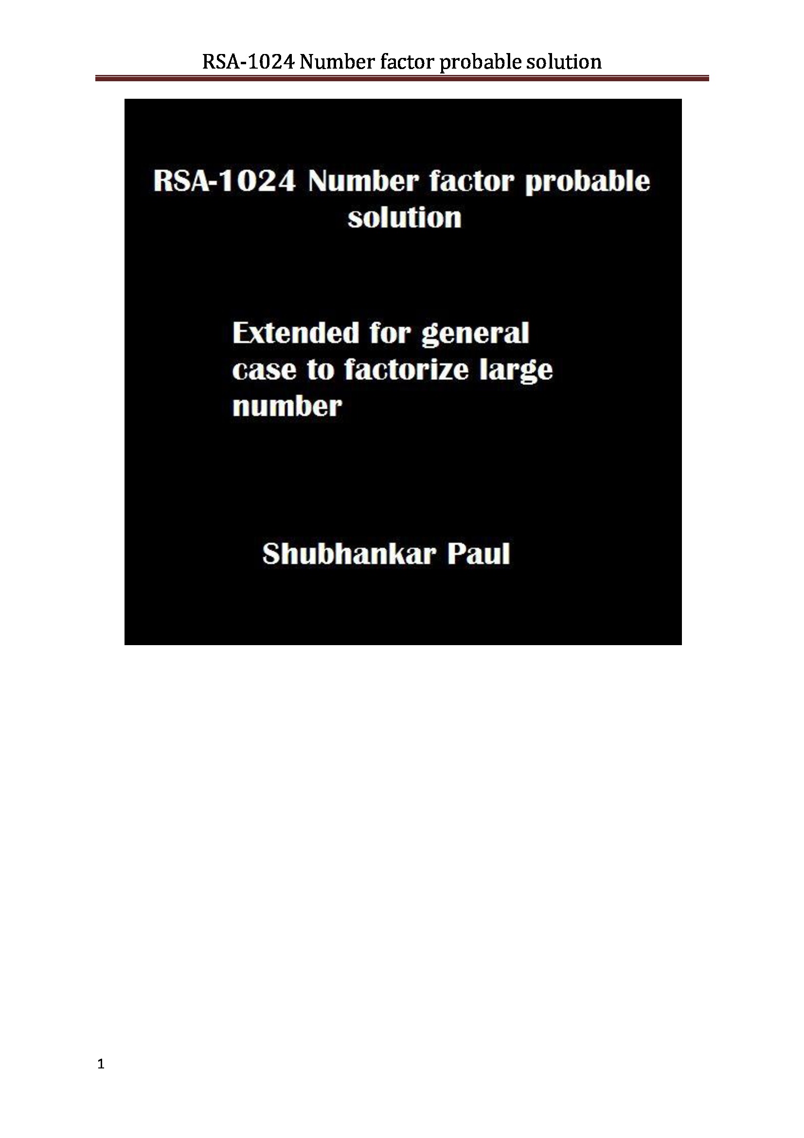 RSA-1024 Number factor probable solution | Pothi.com