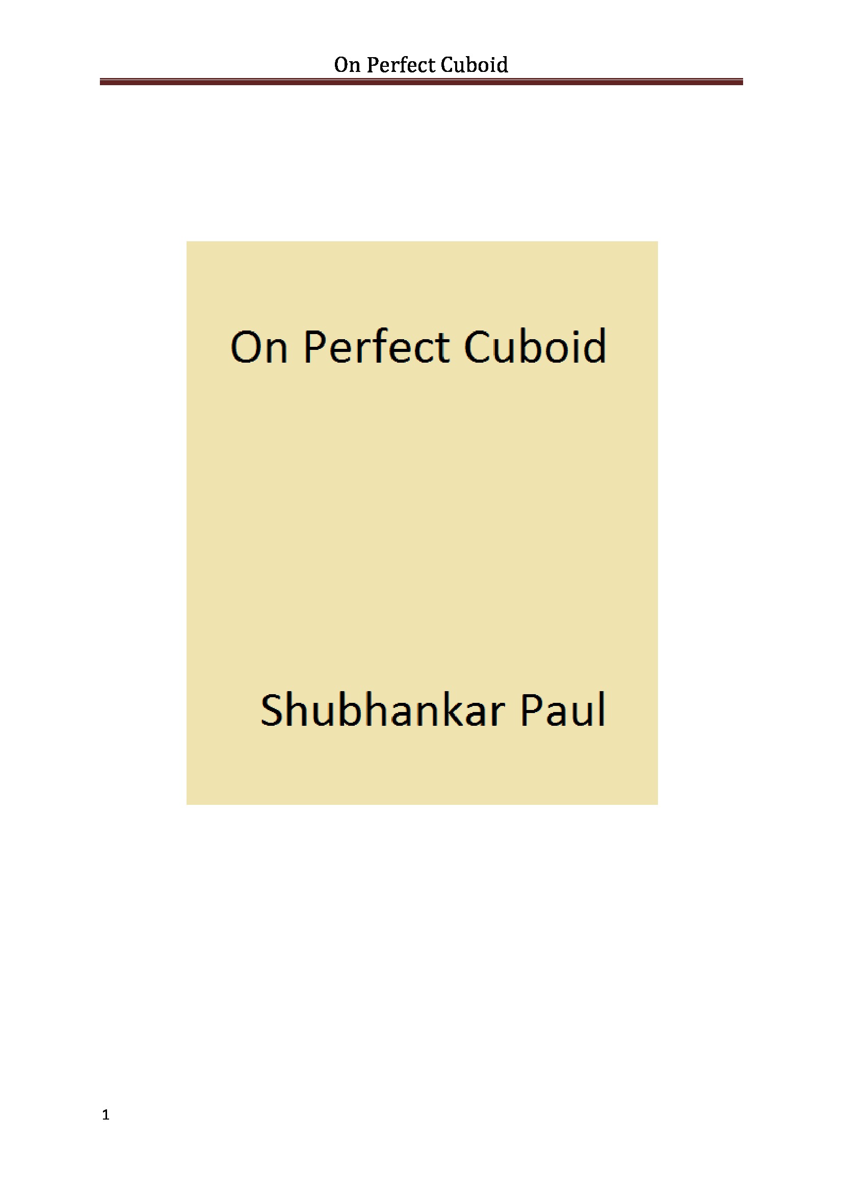On Perfect Cuboid | Pothi.com