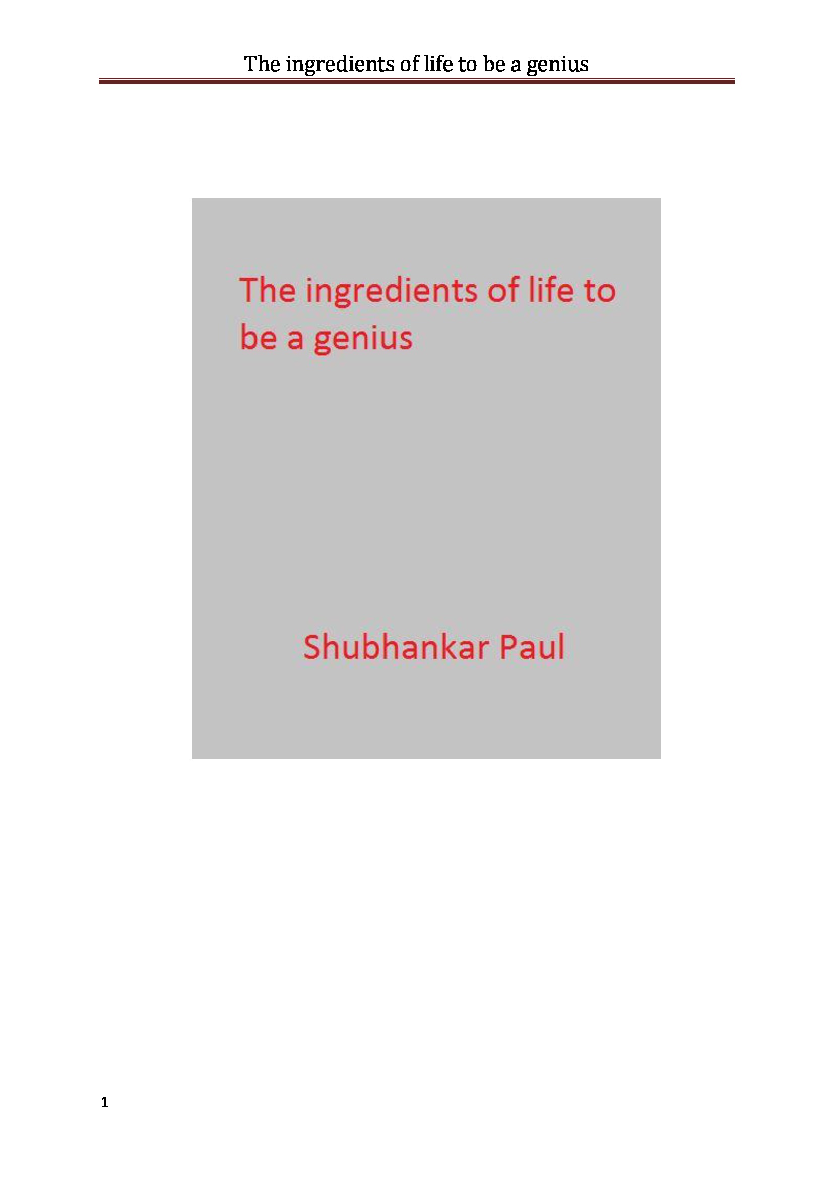 The ingredients of life to be a genius | Pothi.com
