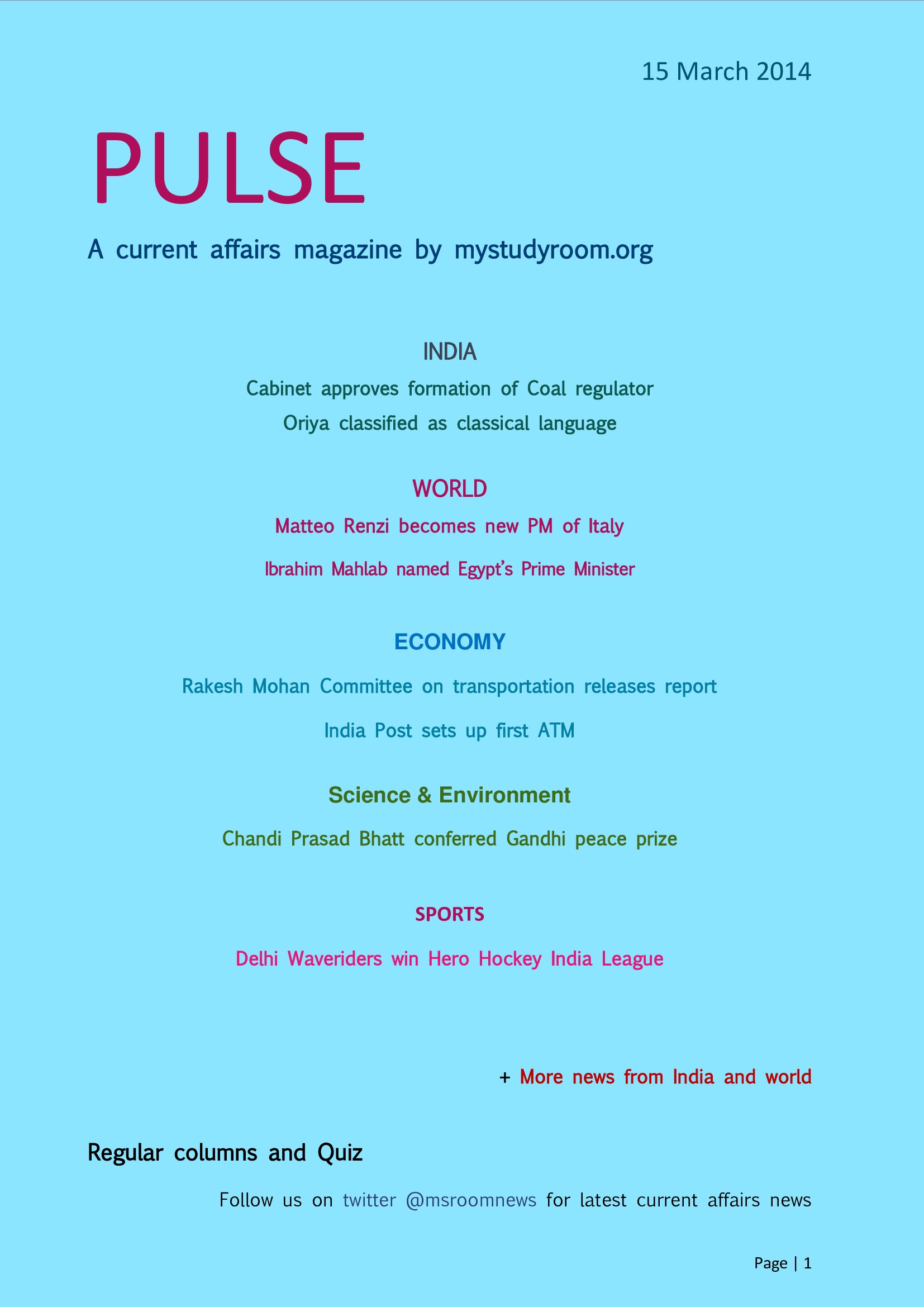 Pulse :15th March issue | Pothi.com