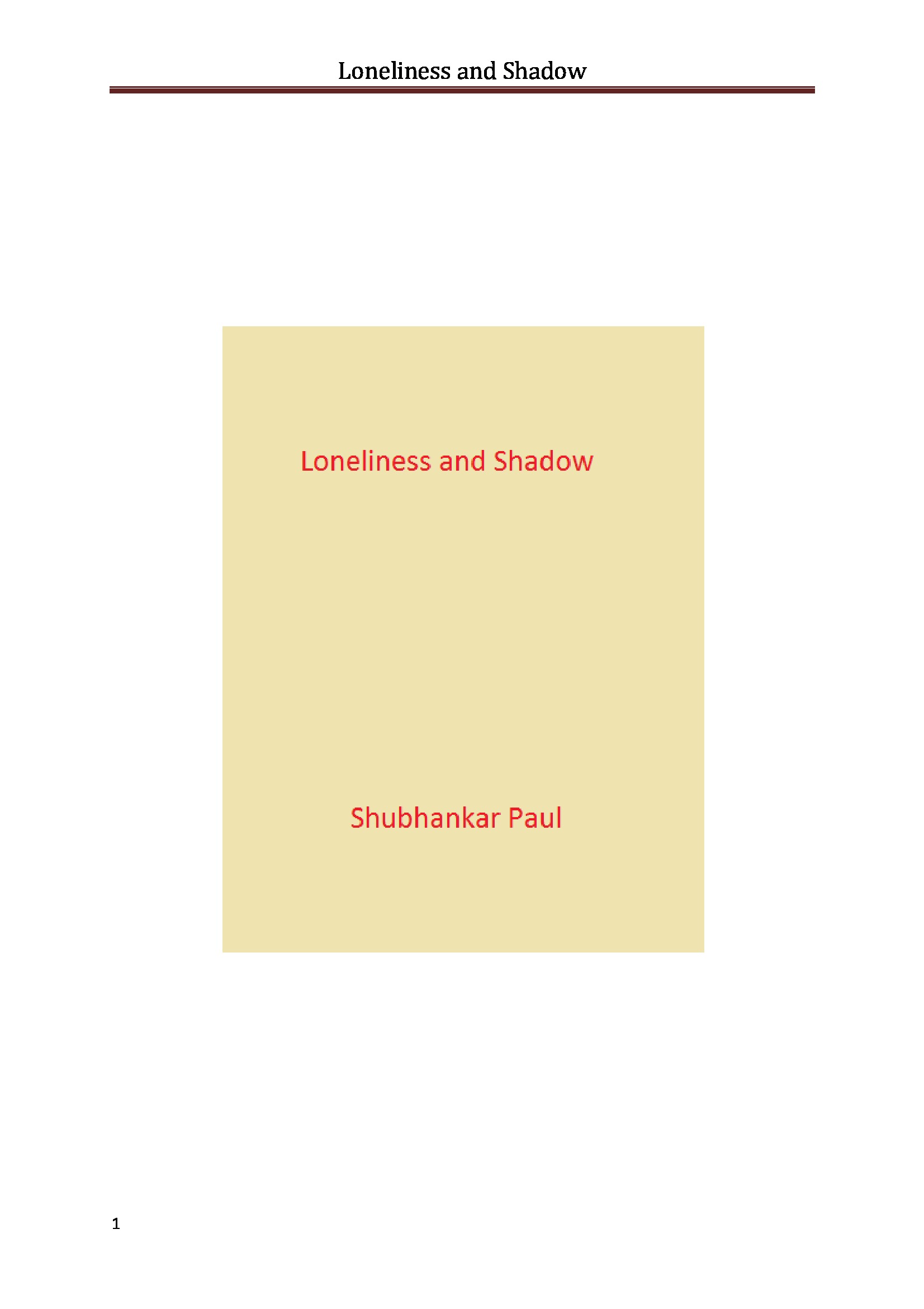 Loneliness and Shadow | Pothi.com