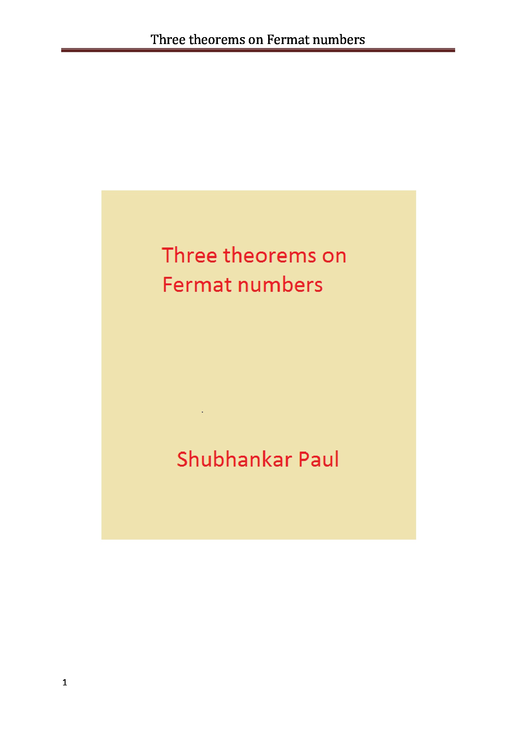 Three theorems on Fermat numbers | Pothi.com