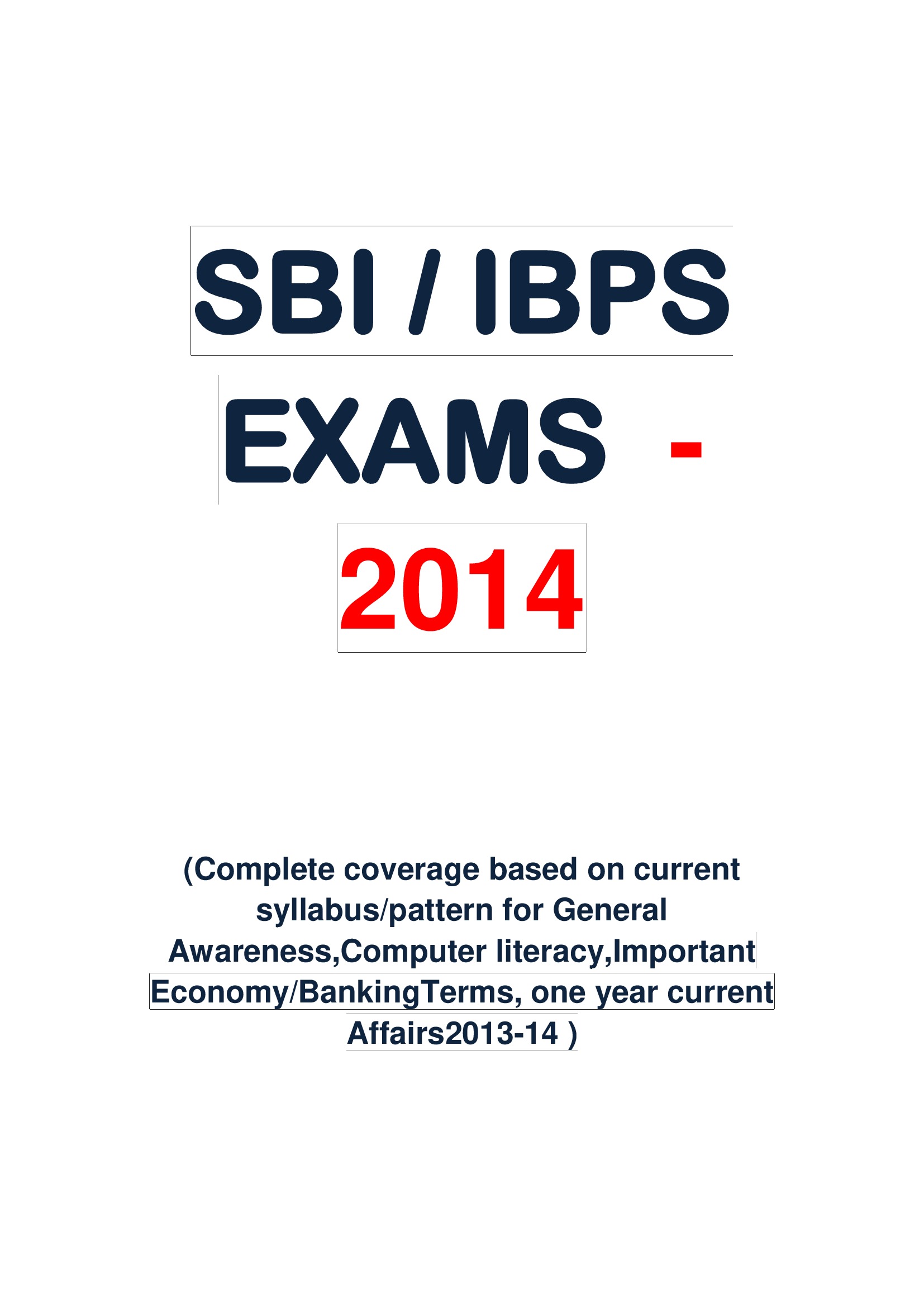 SBI/ IBPS -2014 Special Edition | Pothi.com
