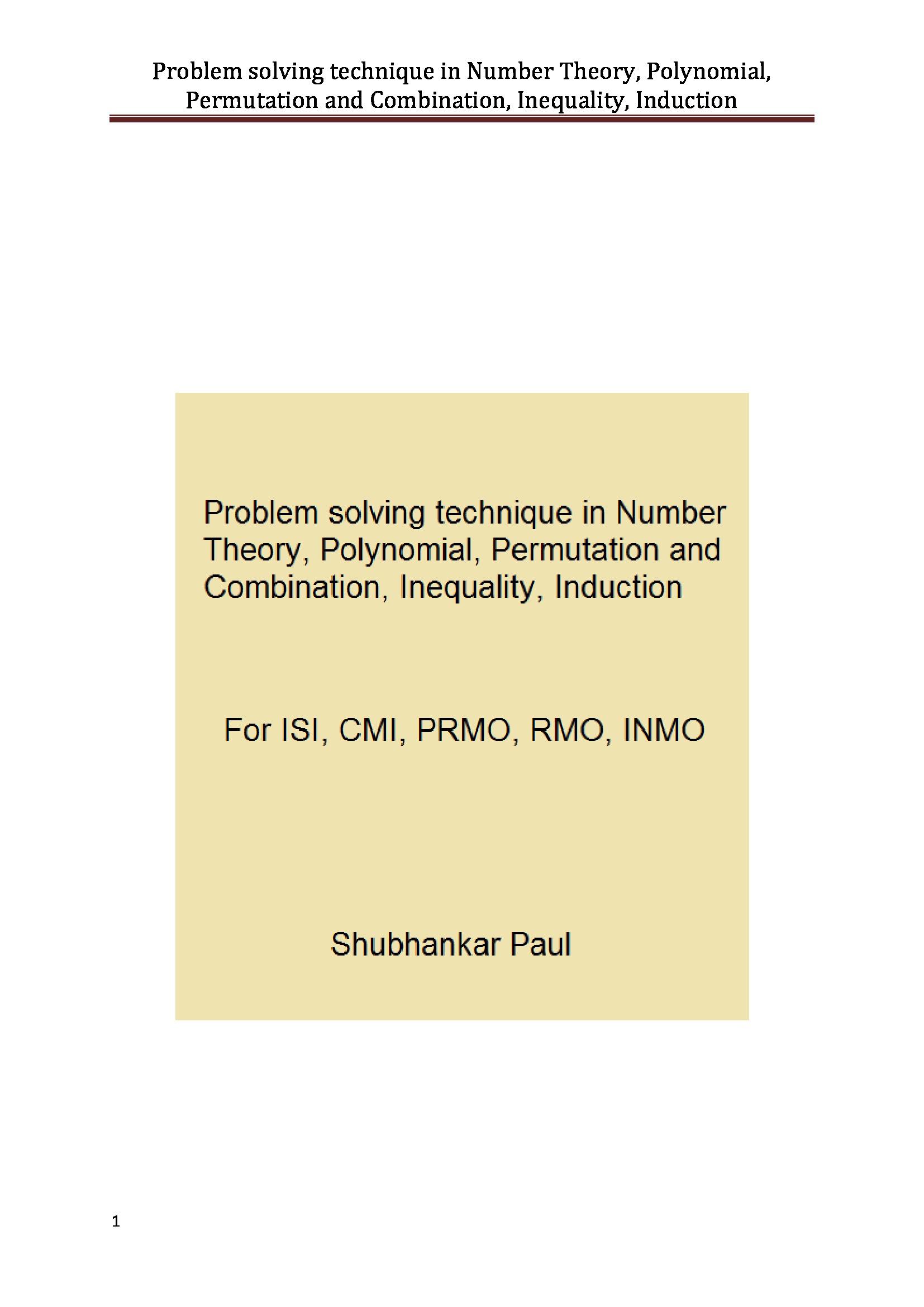 Problem Solving Technique In Number Theory Polynomial Permutation And Combination Inequality