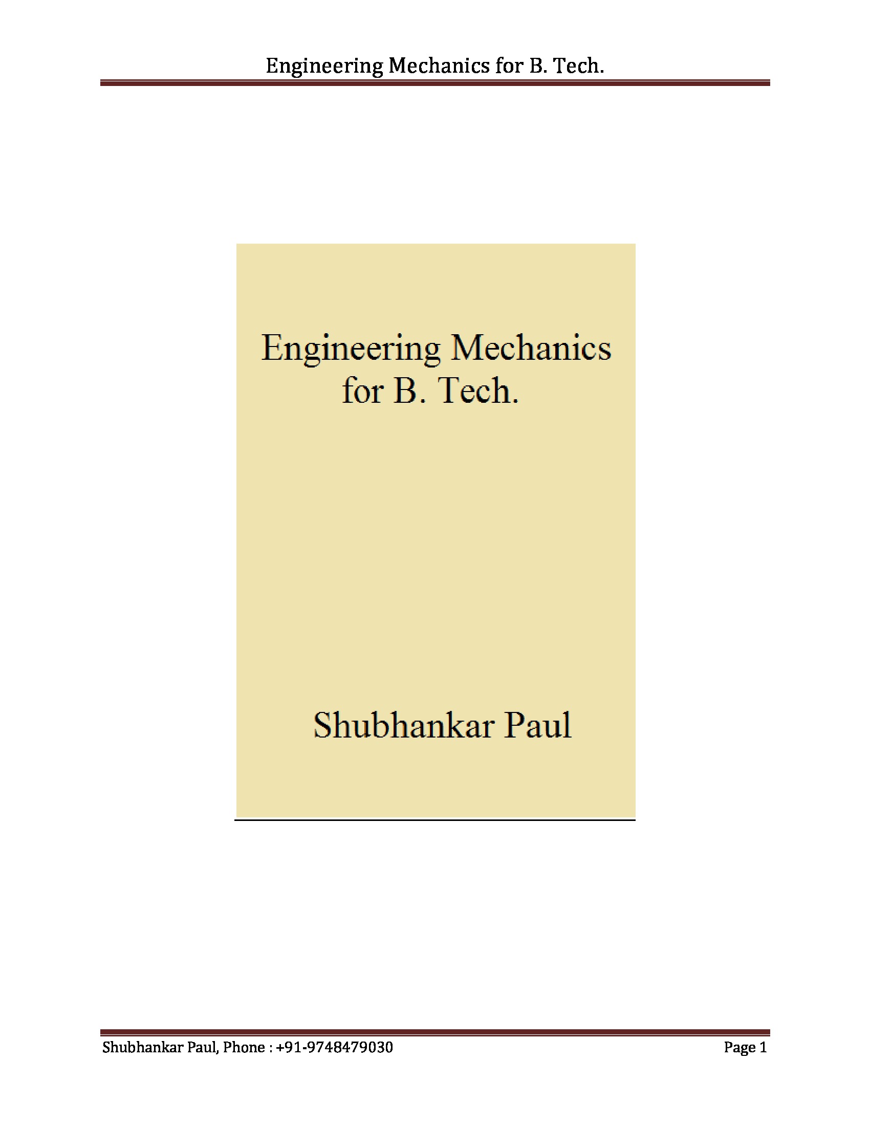 Engineering Mechanics for B. Tech. | Pothi.com