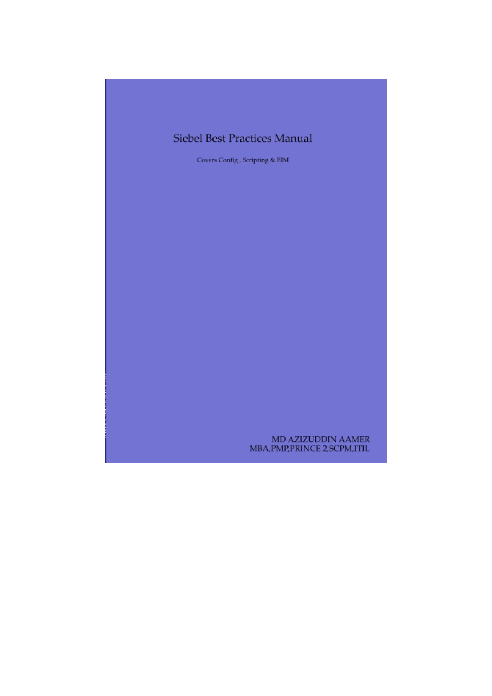 Siebel Best Practices Manual | Pothi.com