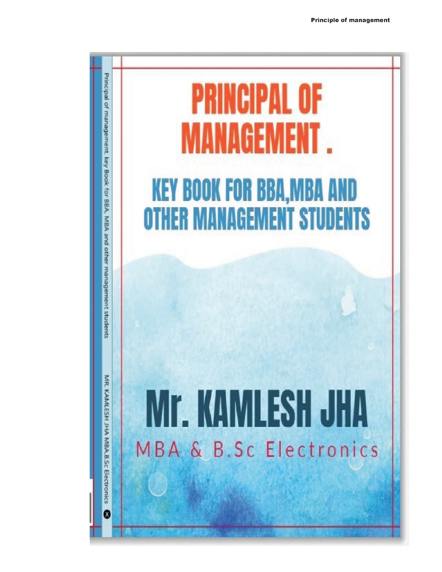 Principle of management key Book for BBA, MBA and other management ...