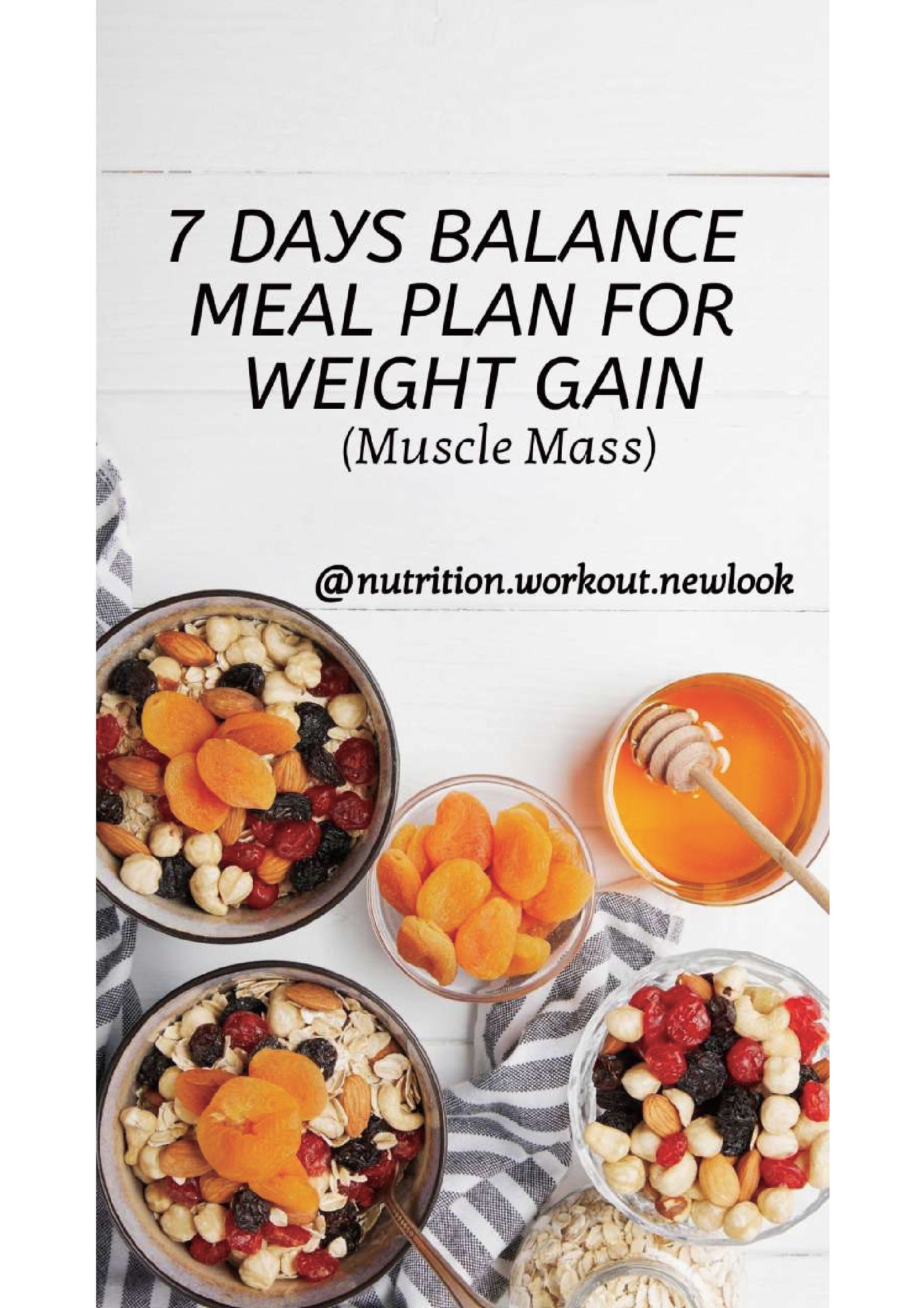 7 days balance diet meal plan for weight gain(Muscle Mass) | Pothi.com
