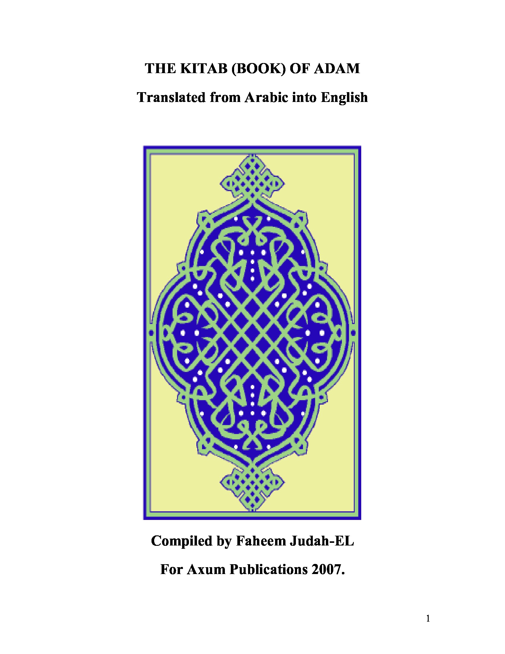 THE KITAB - BOOK OF ADAM | Pothi.com