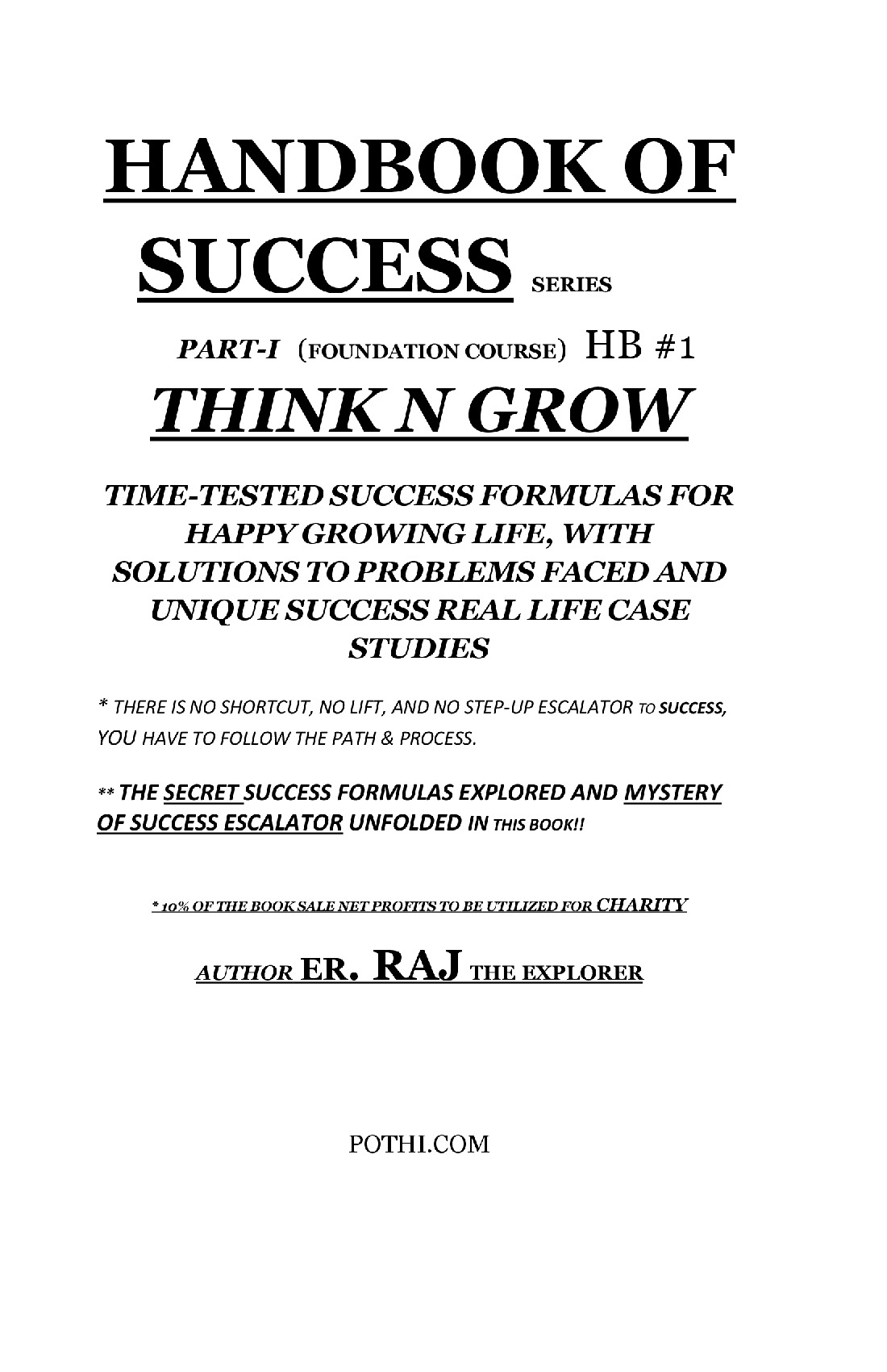 HANDBOOK OF SUCCESS SERIES PART-I (FOUNDATION COURSE) H B #1 'THINK N ...