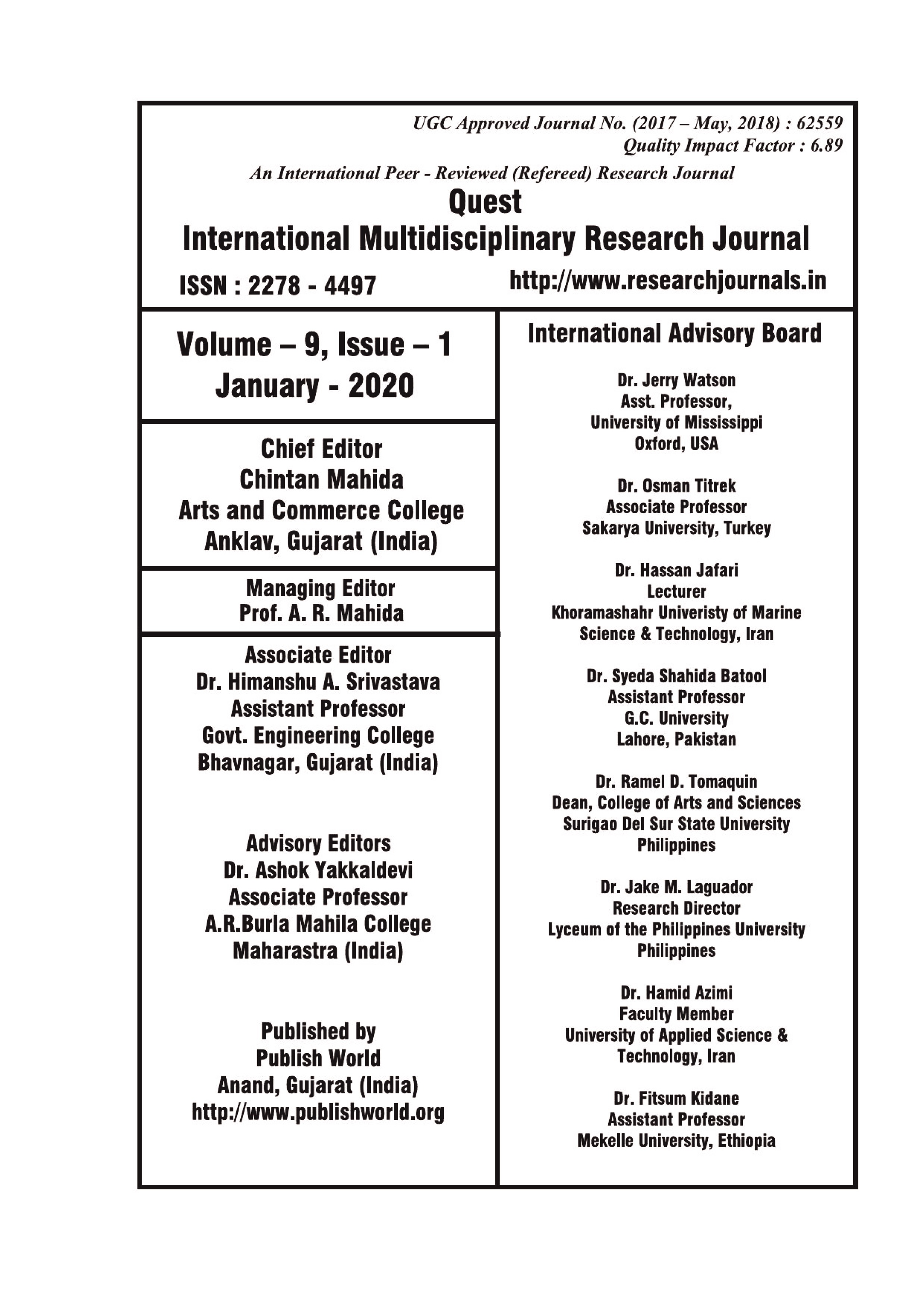 Quest International Multidisciplinary Research Journal (January - 2020 ...