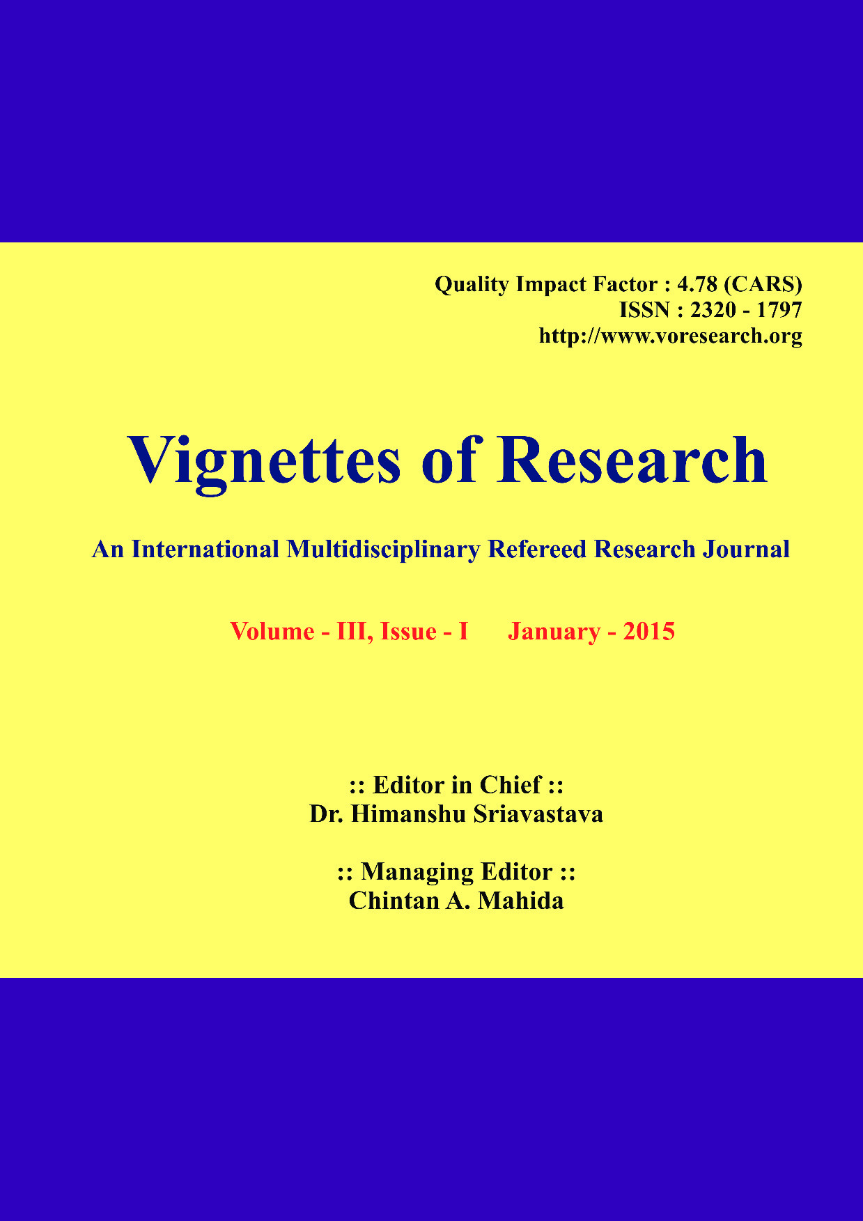 Vignettes of Research (Vol - III, Issue - I) January - 2015 | Pothi.com