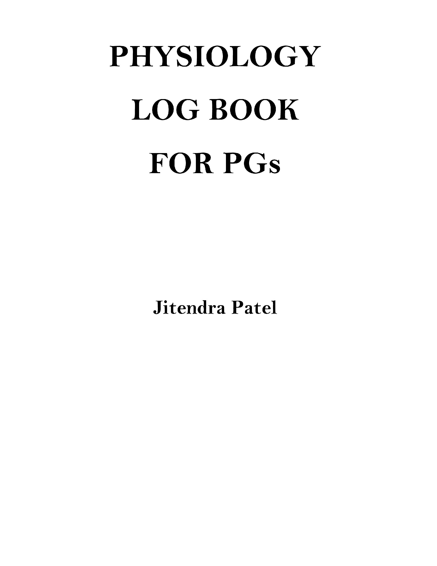 Physiology logbook for PGs | Pothi.com