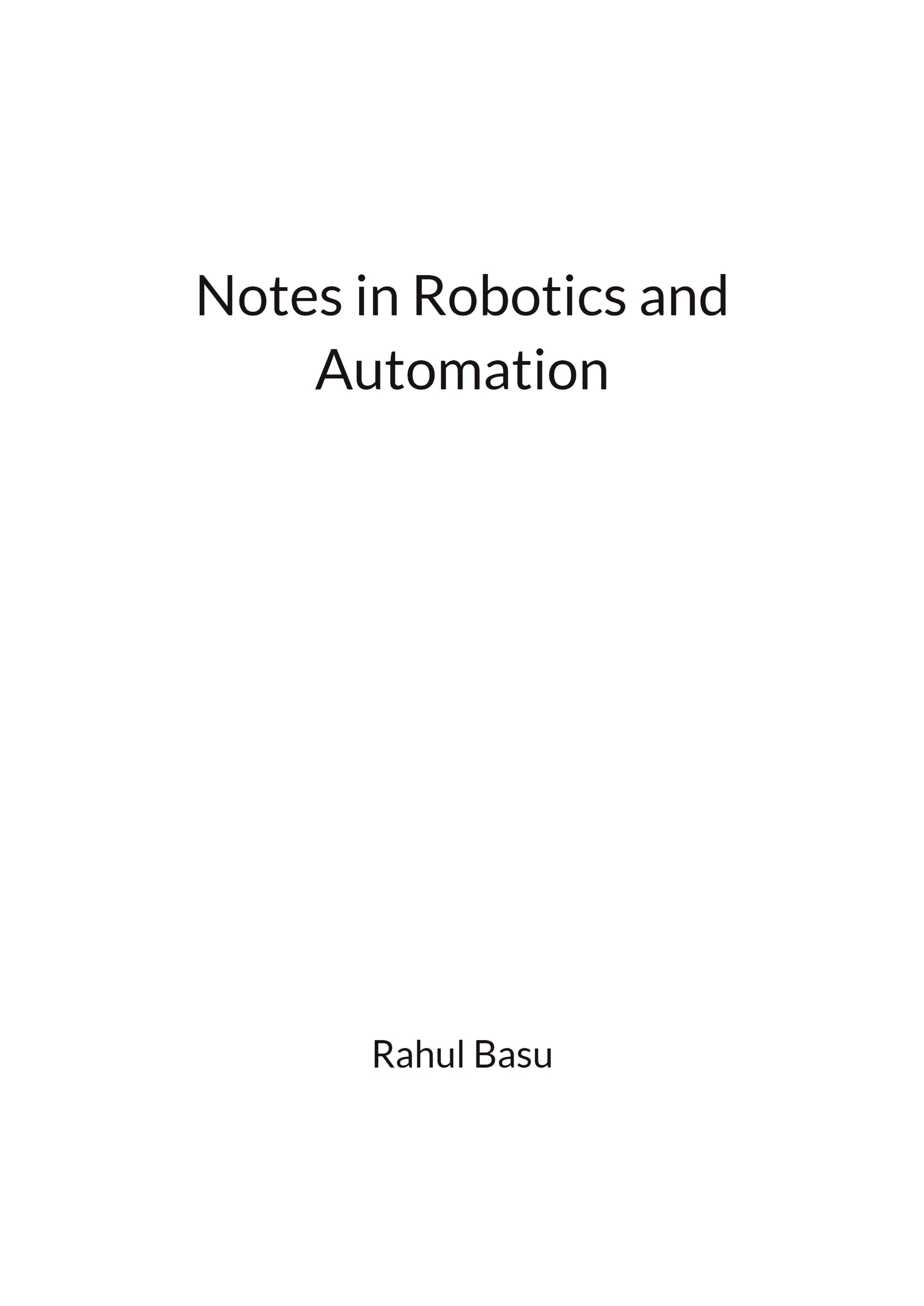 Notes in Robotics and Automation | Pothi.com