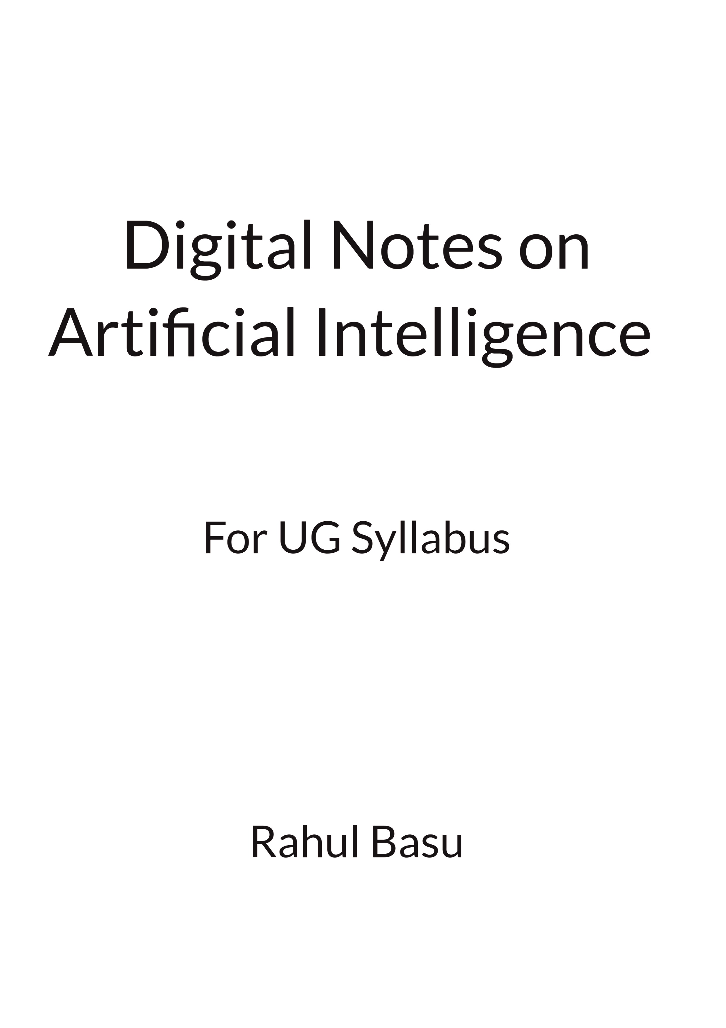 Digital Notes on Artificial Intelligence | Pothi.com