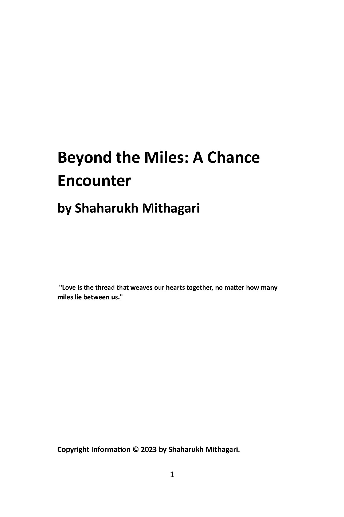 Beyond the Miles : A Chance Encounter | Pothi.com