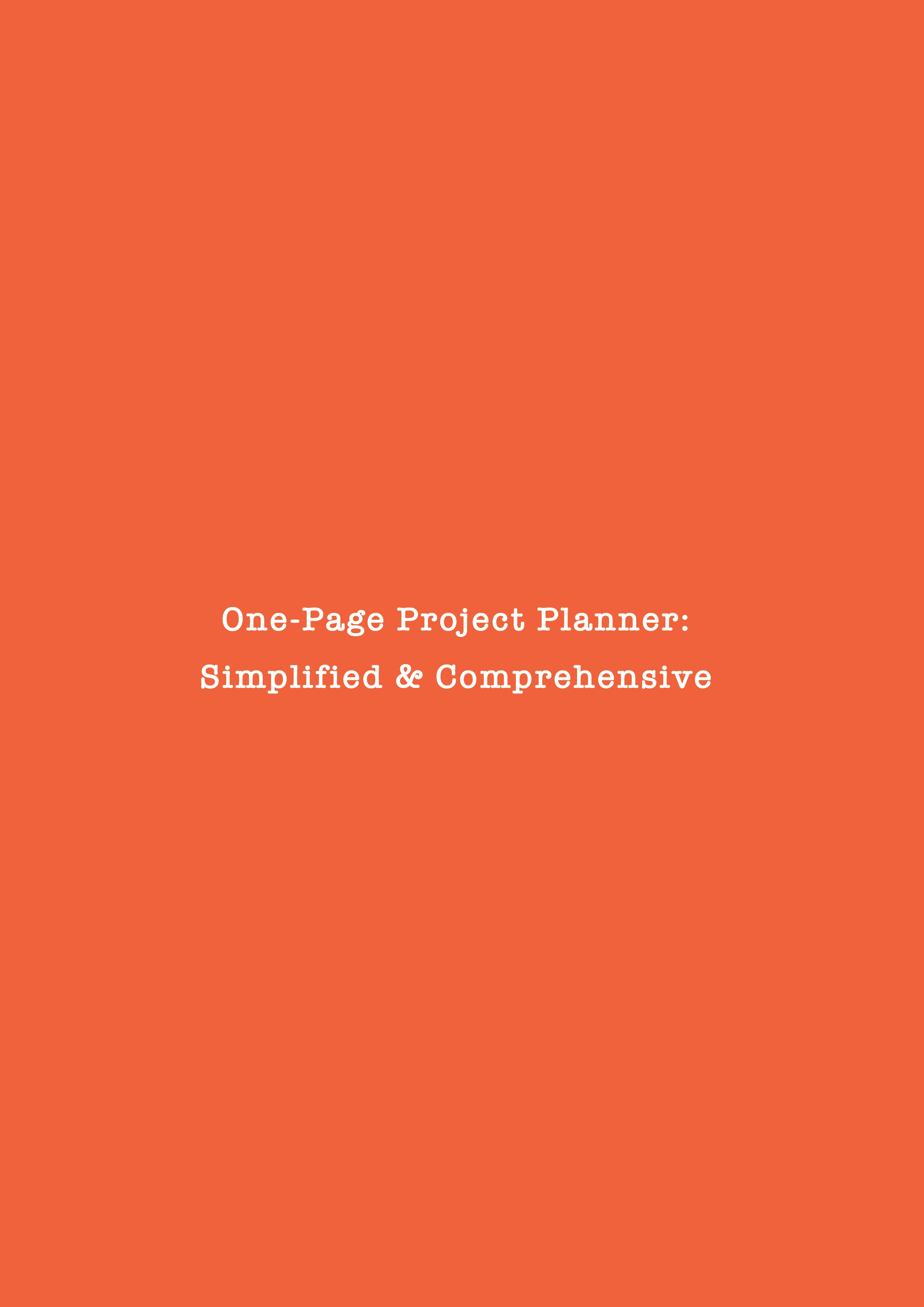 One-Page Project Planner | Pothi.com
