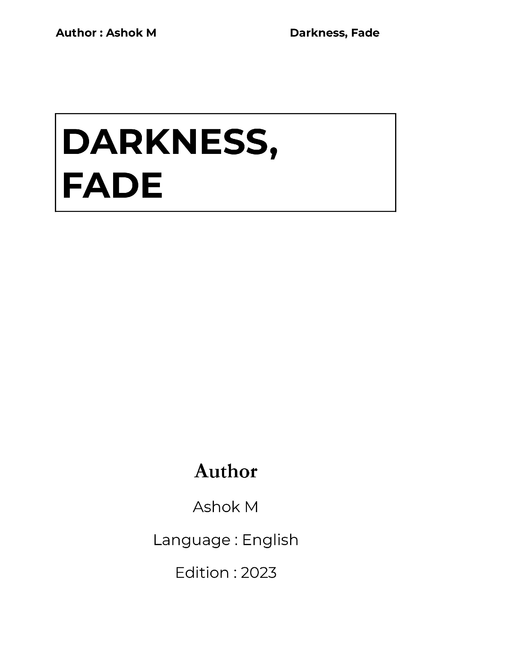 Darkness, Fade | Pothi.com