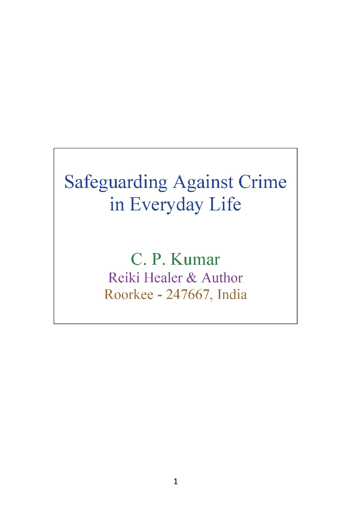 Safeguarding Against Crime in Everyday Life | Pothi.com