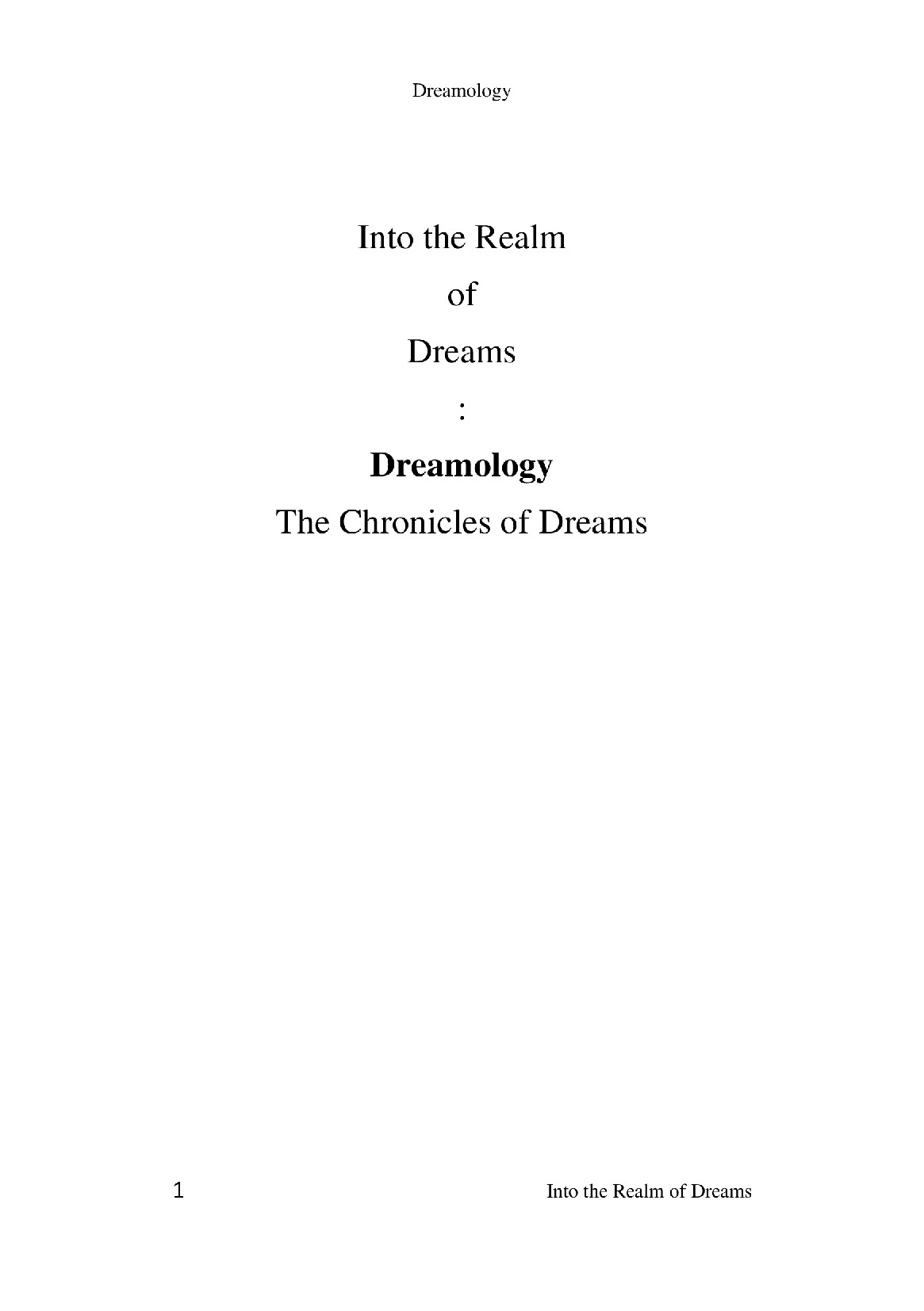 Into the Realm of Dreams : Dreamology | Pothi.com