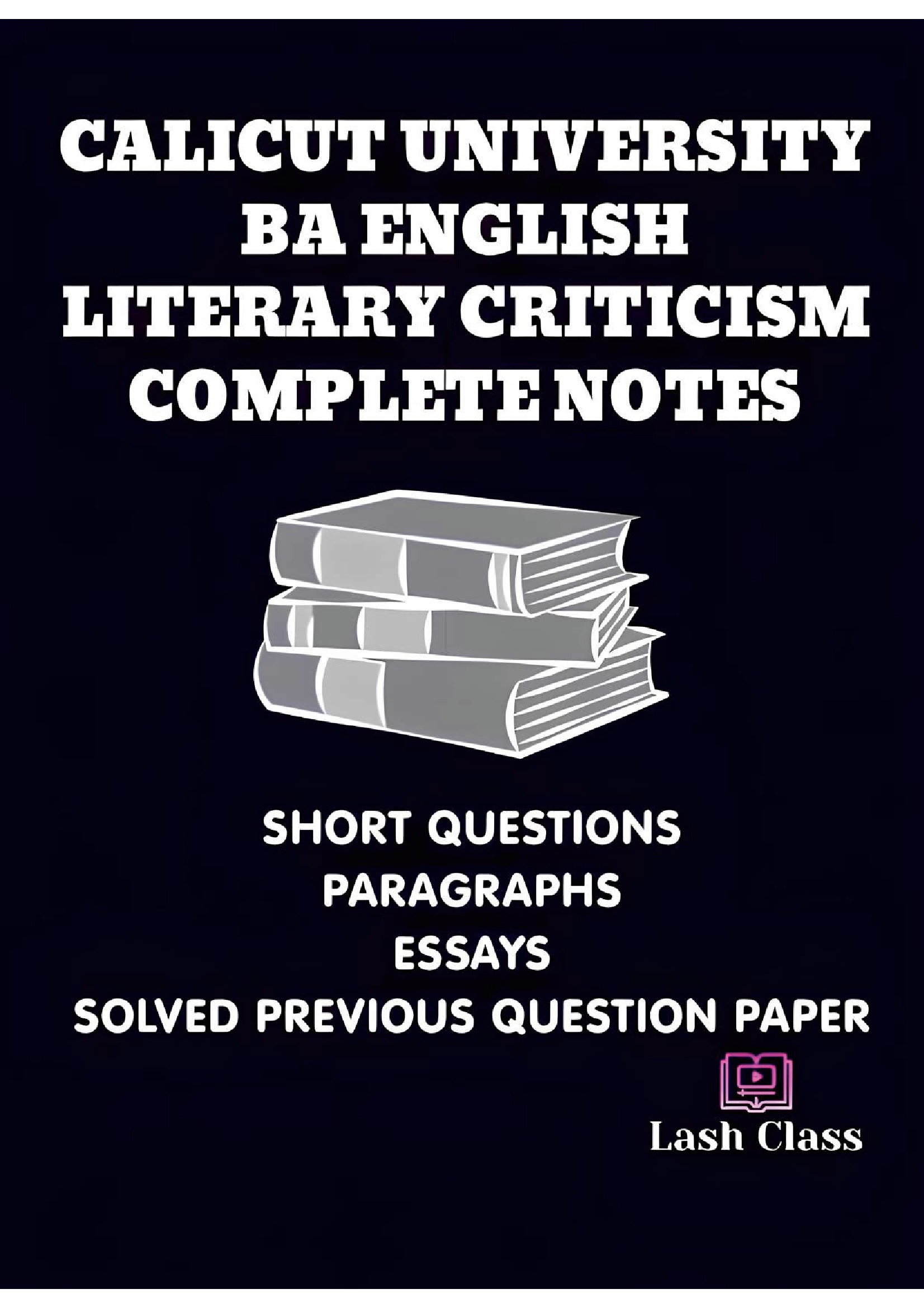 Literary Criticism Notes | Pothi.com