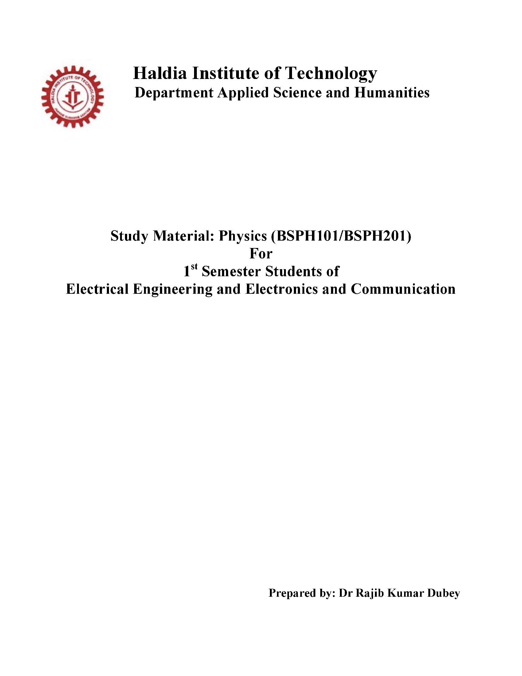 Study Material: Physics (BSPH101/BSPH201) | Pothi.com