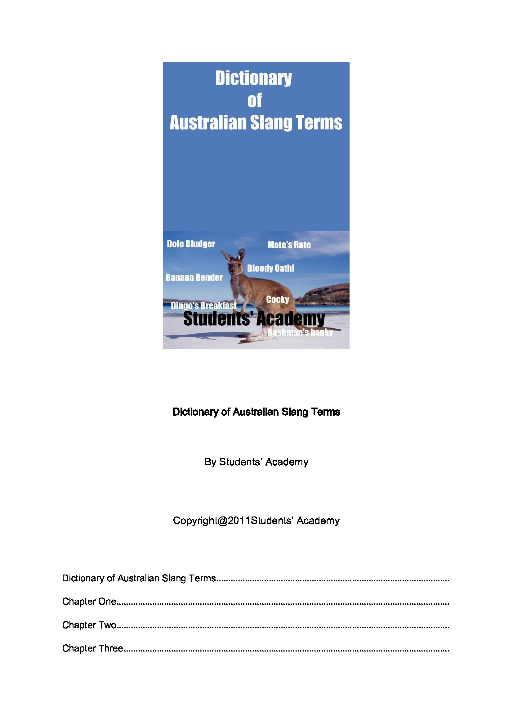 Dictionary of Australian Slang Terms | Pothi.com