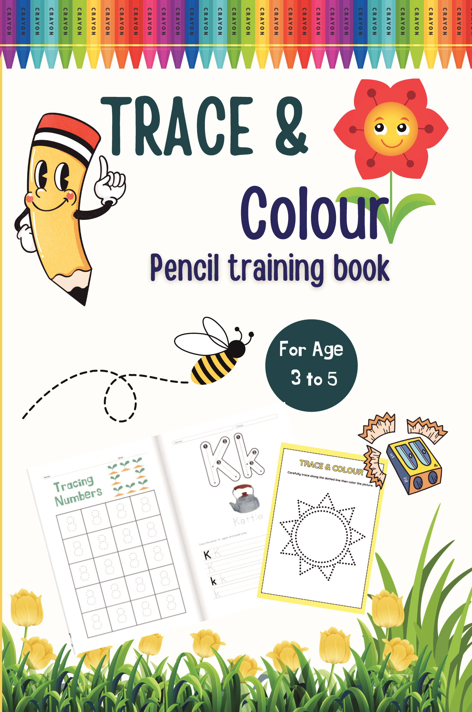 Trace and color children pencil training book for age 3 to 5 | Pothi.com