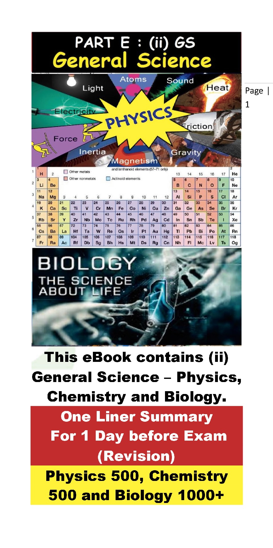 General Science: One Liner Revision - Physics, Chemistry & Biology ...