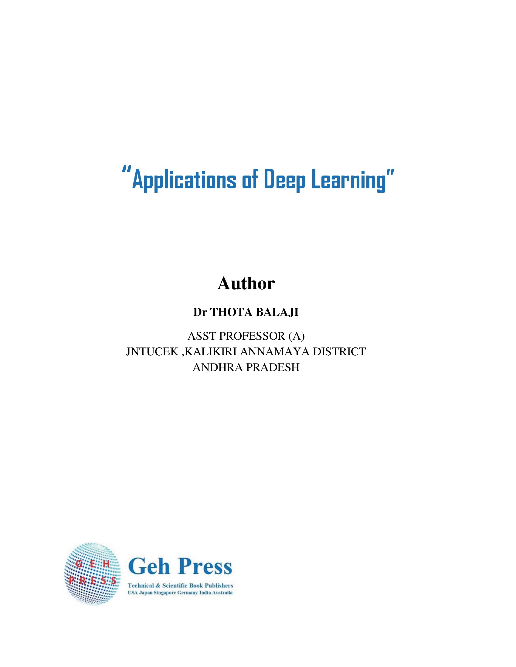 Applications of Deep Learning | Pothi.com