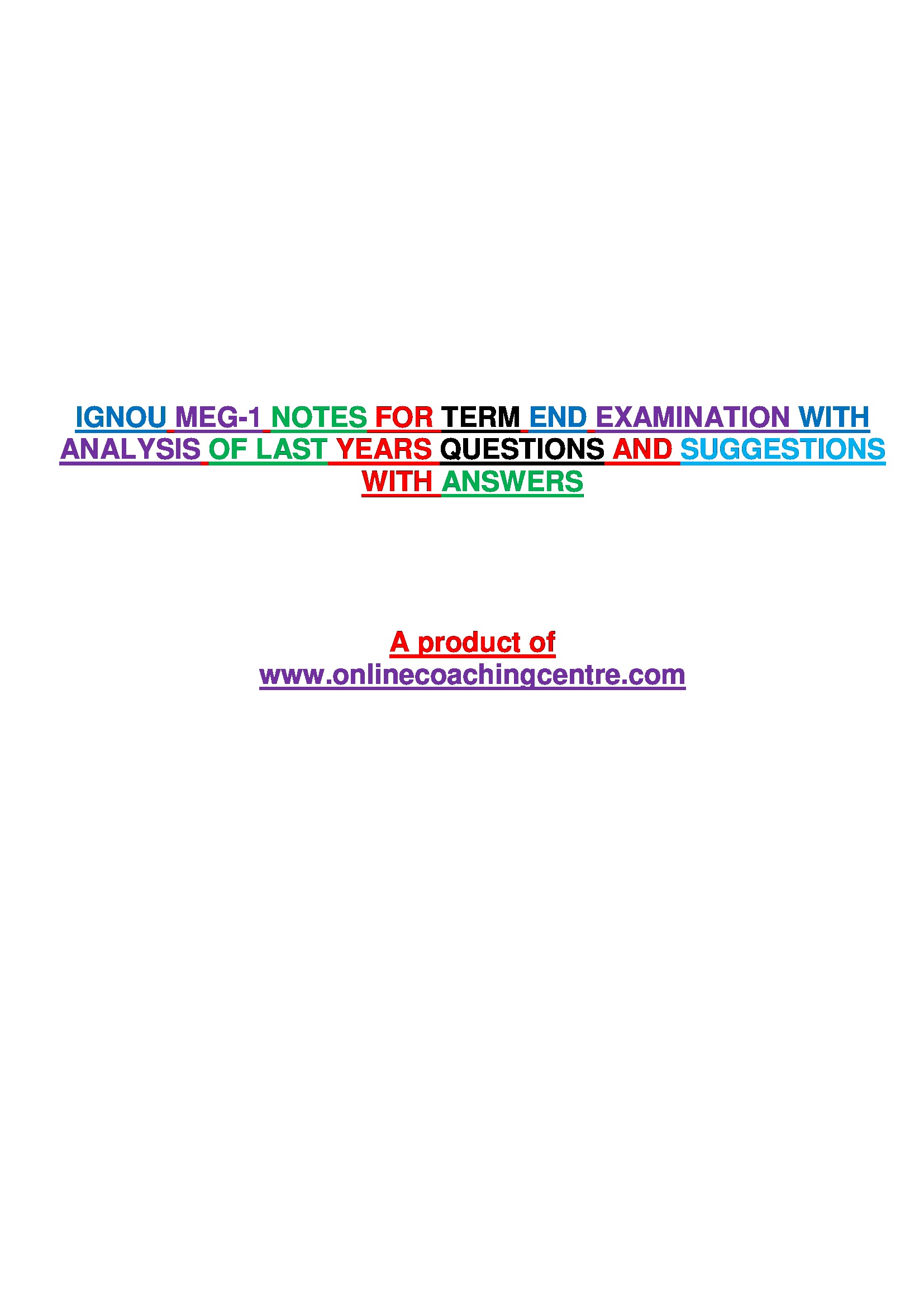 IGNOU MEG-1 NOTES FOR TERM END EXAMINATION WITH ANALYSIS OF LAST YEARS ...