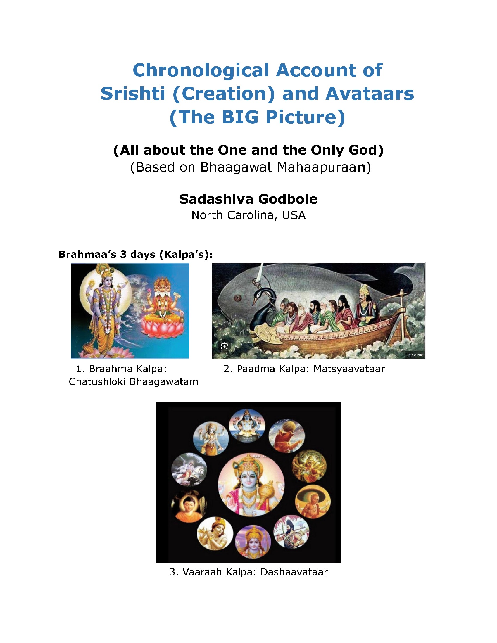 Chronological Account of Srishti (Creation) and Avataars (The BIG ...