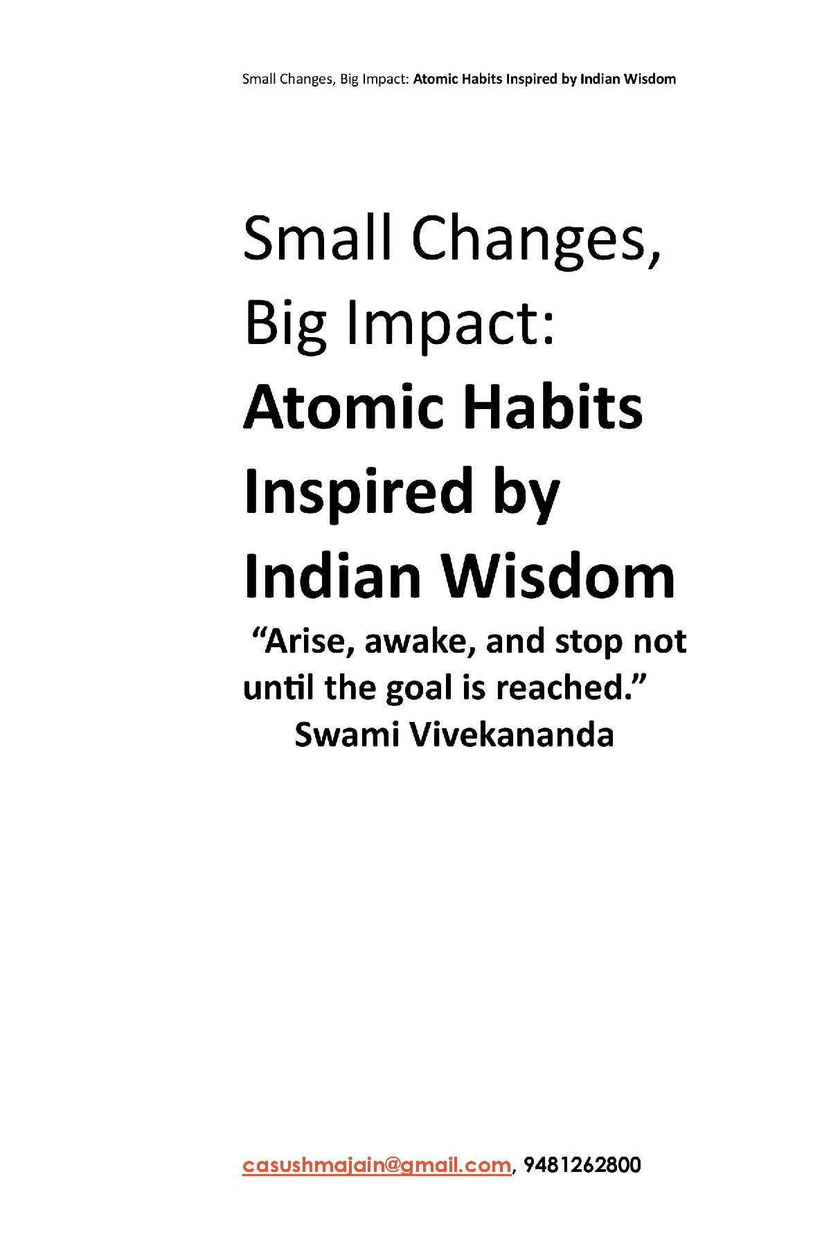 Small Changes, Big Impact Atomic Habits Inspired by Indian Wisdom | Pothi.com