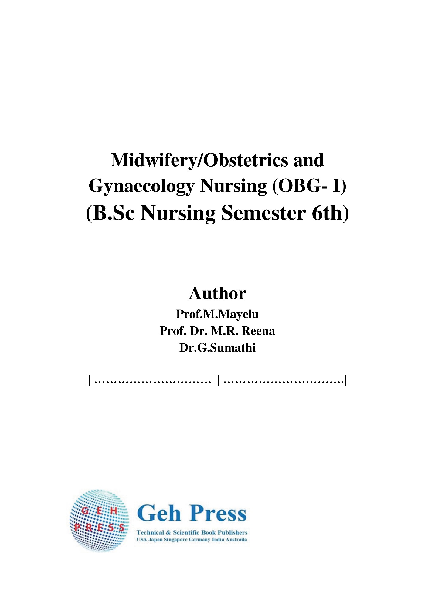 Midwifery/Obstetrics and Gynaecology Nursing (OBG- I) (B.Sc Nursing ...