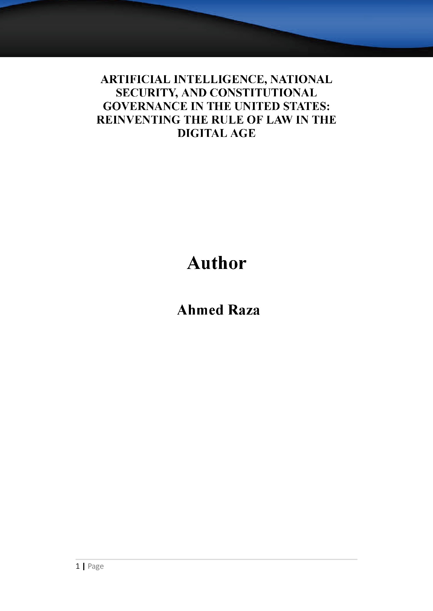 Artificial Intelligence, National security, and. Constitutional ...