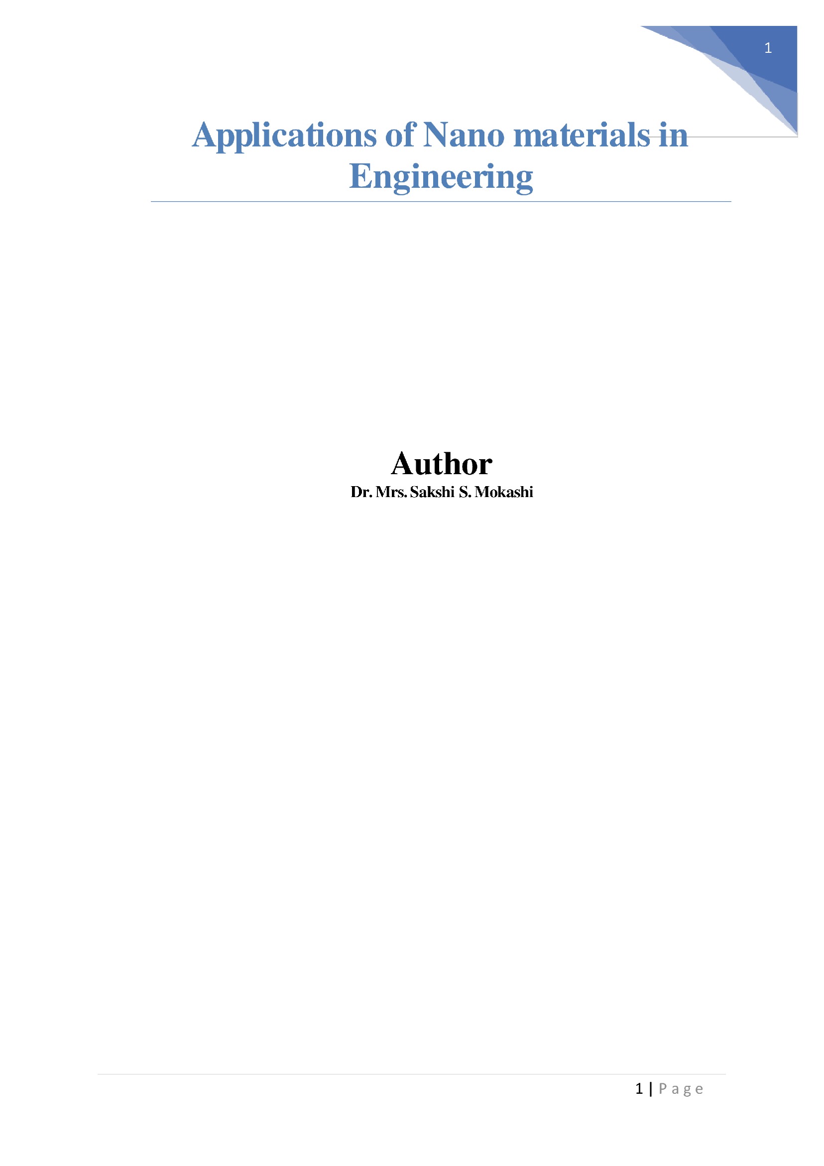 Applications of Nano materials in Engineering | Pothi.com