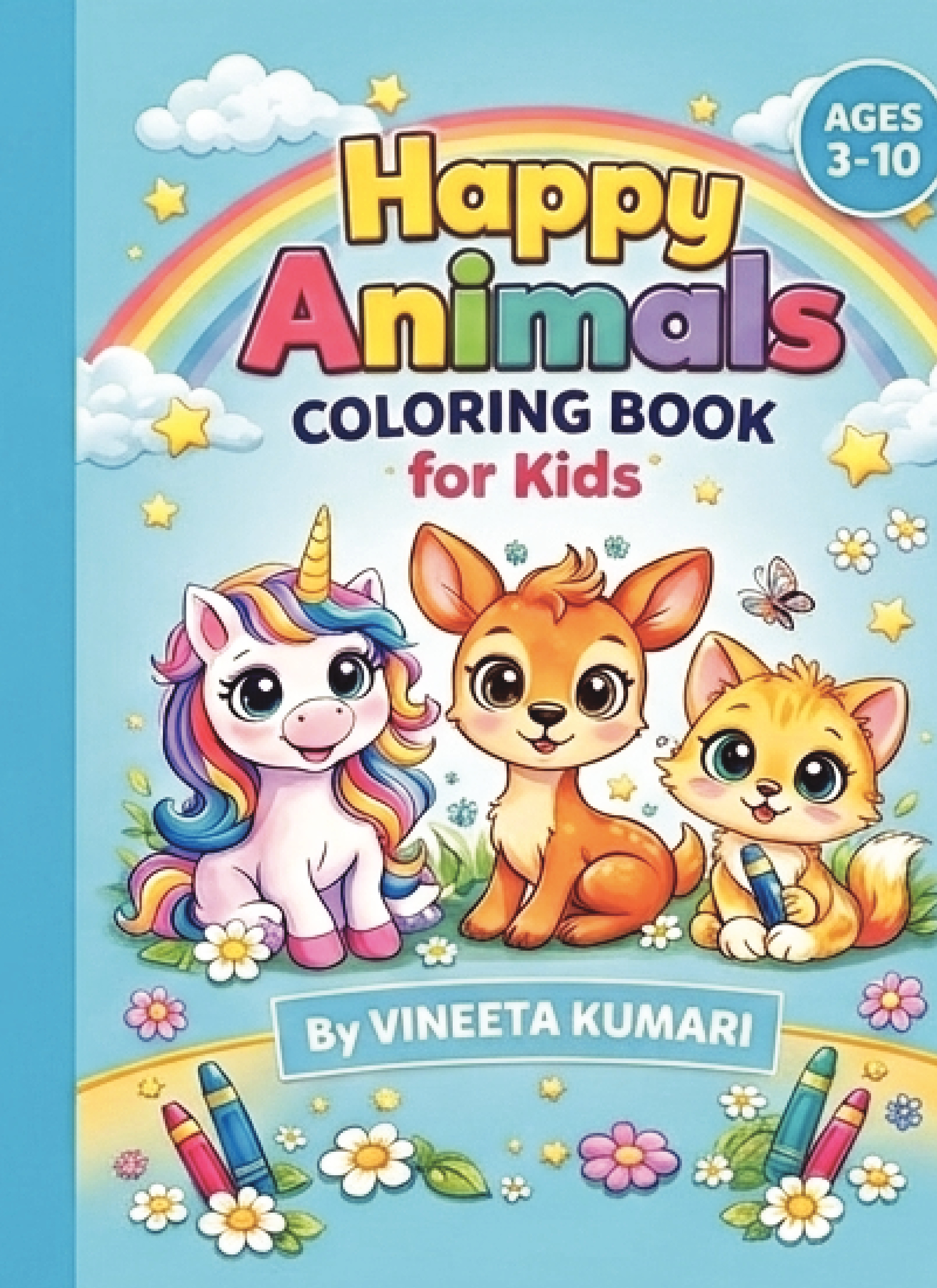 Happy Animals Coloring Book for Kids".: 50+ Easy and Cute Animal ...